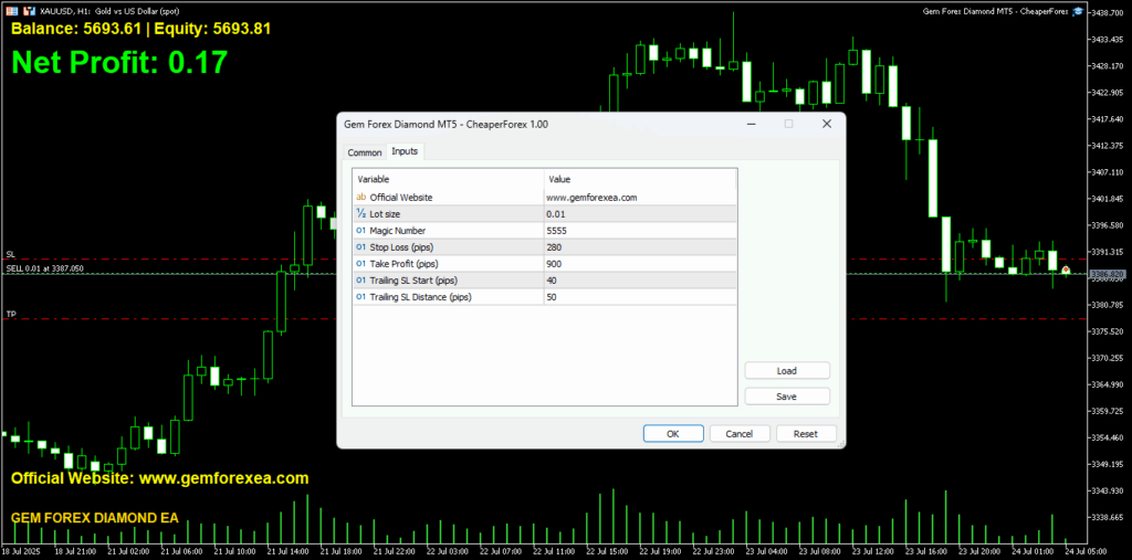 Gem Forex Diamond EA MT5 - Free Download - Gold Scalper For XAUUSD M1 - CheaperForex